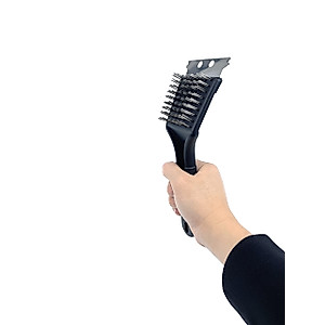 Barbecue Partner Small BBQ Cleaner Steel Wire Grill Brush and Scraper for Grime with Plastic Handle 8 inches