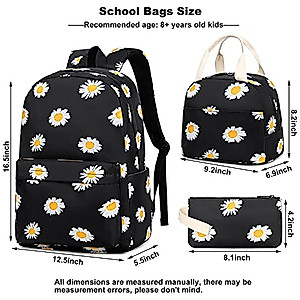 Esfoxes Daisy School Backpack for Girls, Kids Teens School Bags Bookbags Set with Lunch Bag Pencil Bag