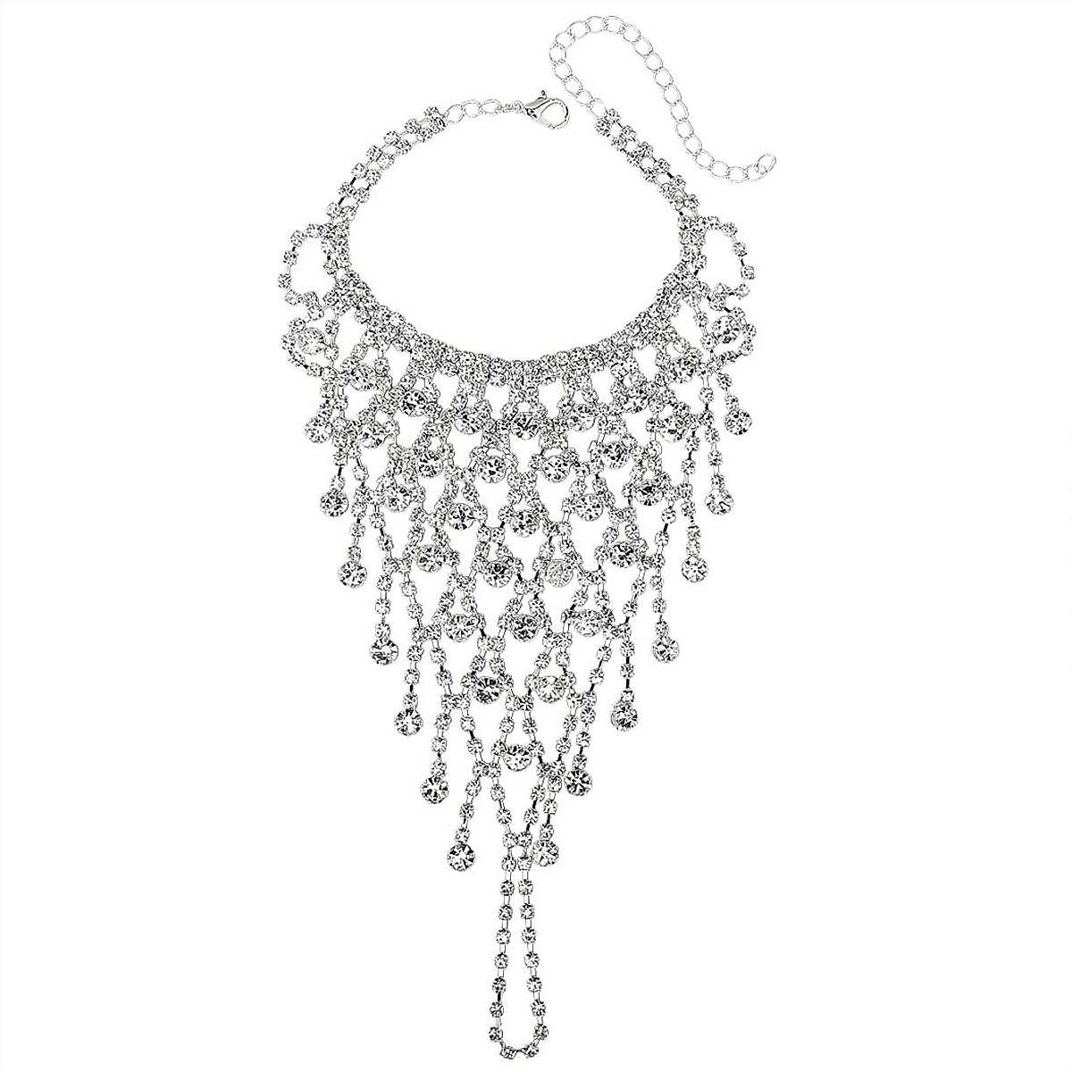 EARENT Rhinestone Bracelet Ring Silver Hand Chain Crystal Bangle Finger Ring Bracelets Wedding Hand Harness Hand Accessories for Women