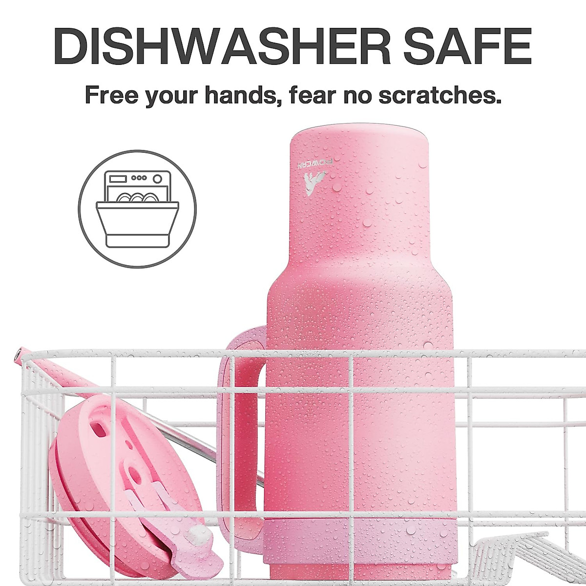 POWCAN 40 oz Tumbler with Handle, 2-in-1 Straw and Sip Lid, Leakproof, Dishwasher Safe, Insulated Stainless Steel Travel Coffee Mug, Keeps Cold for 34 Hours, Fits in Car Cup Holder (Coral)