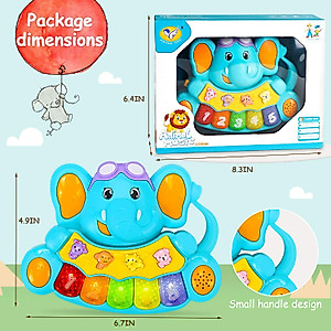 Baby Piano Toys 6 to 12 Months Early Learning Baby Girl Toys 6 to 12 Months Elephant Piano Keyboard Toys Infant Toys for 6-12-18 Month Light Up Music Baby Toys Infant Gifts for 1 Year Old Boys Girls