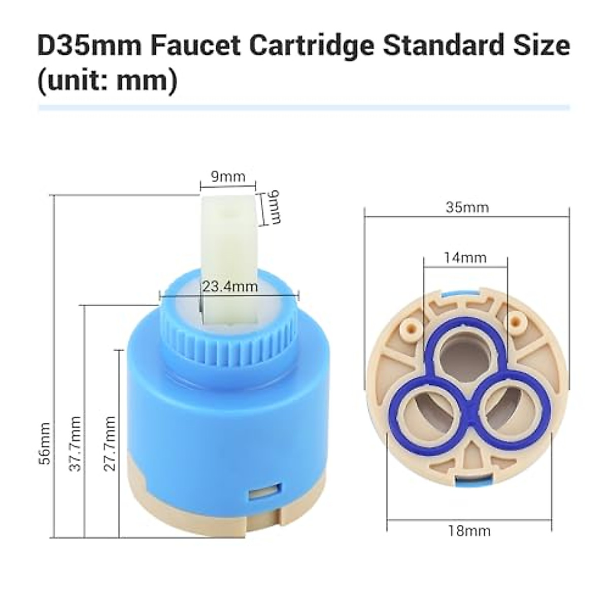 Diameter 35mm Ceramic Faucet Cartridge Replacement for Single Handle Kitchen Basin Shower Faucet Part, Ceramic Faucet Valve