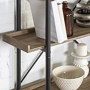 Walker Edison 5 Shelf Industrial Wood Metal Bookcase Tall Bookshelf Storage Home Office, 68 Inch, Driftwood