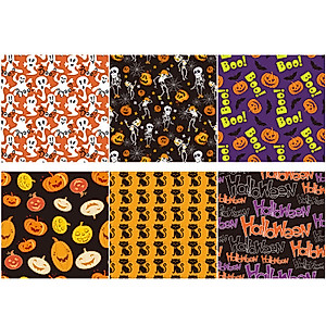 WRAPAHOLIC Wrapping Paper Sheet - Pumpkin and Black Cat Design, Perfect for Halloween, Holiday, Party - 1 Roll Contains 6 Sheets - 17.5 inch X 30 inch Per Sheet