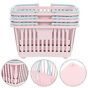Gadpiparty 3pcs Basket Sundries Play Tote: Plastic Office Container Mini Toiletry Dividers Useful Shopping Handle Portable Drawer Favors Kids Makeup Caddy Serving Bins Desk Classroom