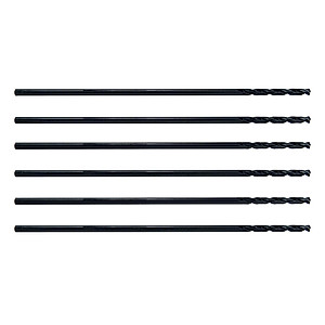 MAXTOOL 7/32"x12" 6pcs Identical Aircraft Extension Drills HSS M2 Extra Long Deep Twist Drill Bits Straight Shank Fully Ground Black; ACF02B12R14P6