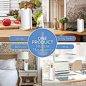 TheWolfard Luxury Handmade Calcite Crystal Paper Towel Holder Stand for Kitchen Countertop, Dining Table, Cabinet, Bathrooms & Housewarming Gifts and Healing Stone, WhitanBrown, 12.5x6x6 (PTH2021)