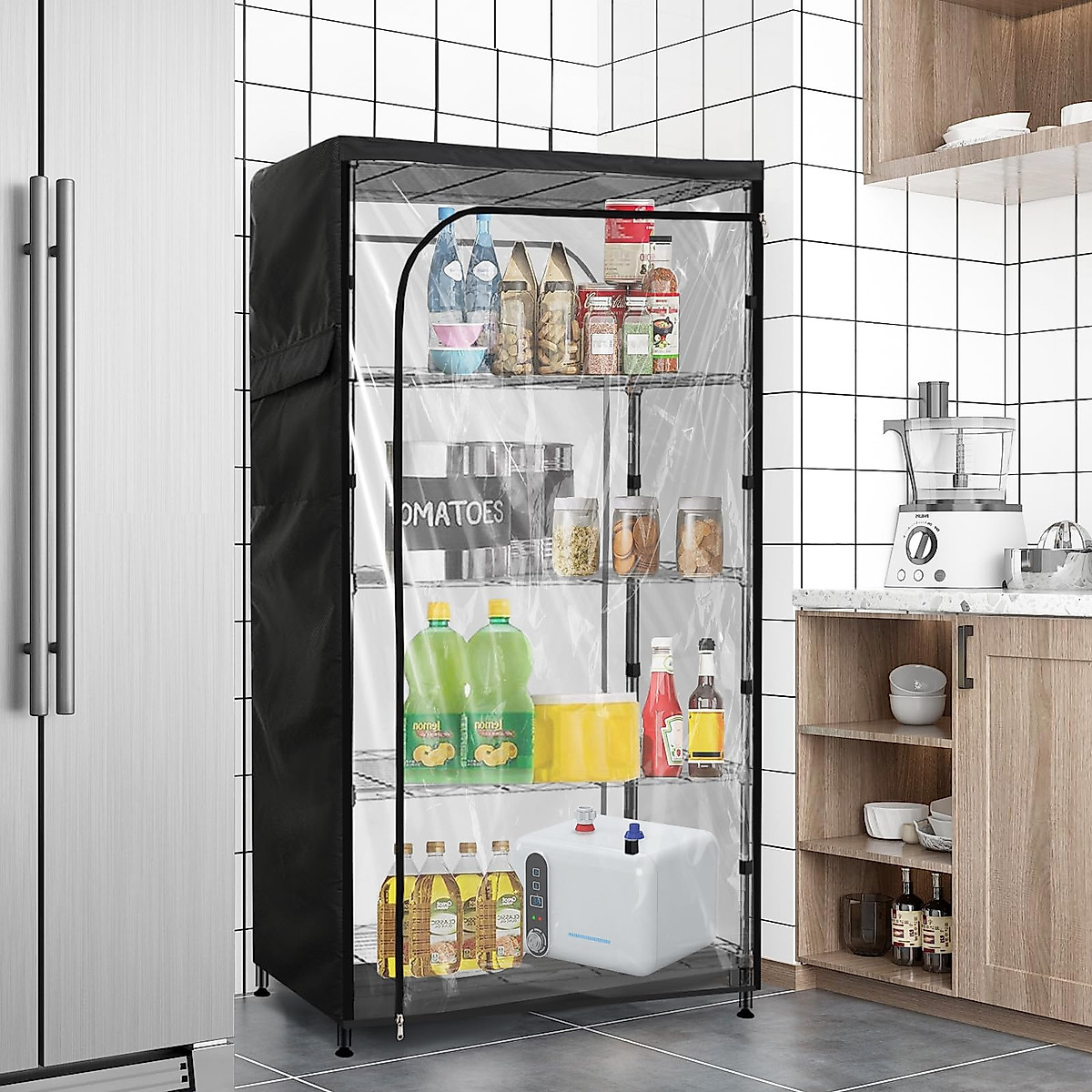 Sobana Waterproof Storage Shelf Cover,36 x 18 x 72 Inch Wire Shelving Rack Cover with Clear Front Panel,Dustproof Shelving Unit Cover (Cover only,Black)