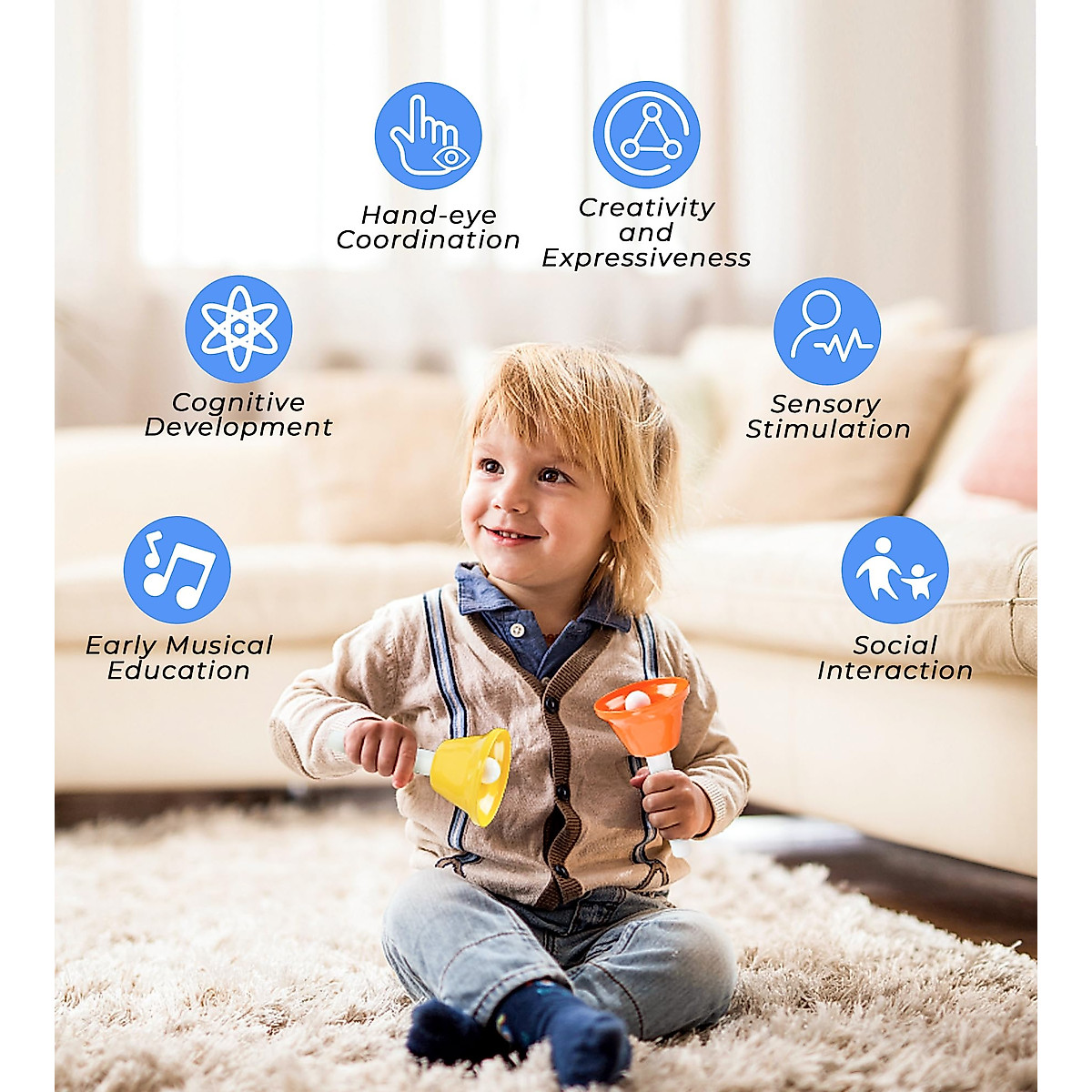 Handbells, Hand Bells Set 8 Note Musical Bells with Colorful Songbook for Toddlers Children Kids Adults School Church Classroom Wedding, by Vangoa