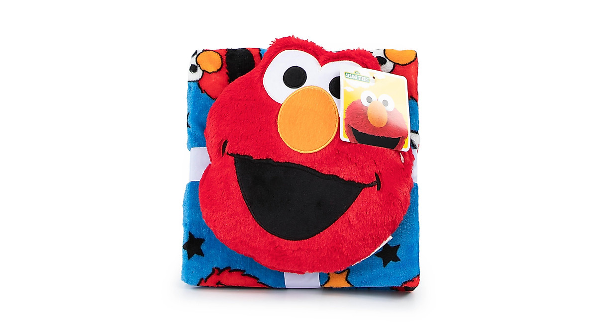 Sesame Street Elmo Plush Pillow & Blanket Set - Soft Kids Cozy Gift