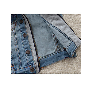 Mallimoda Kids Boys Girls Hooded Denim Jacket Zipper Coat Outerwear Style 2 Blue13-14 Years