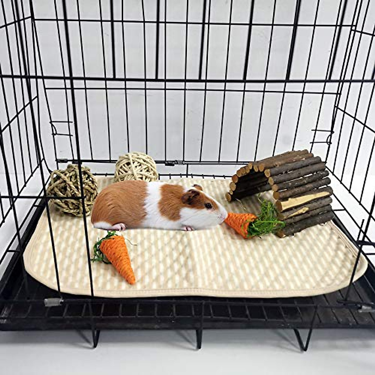 kathson Guinea Pig Cage Liner, 4 Pack Bedding Pads Washable Absorbent Reusable Waterproof Mats for Guinea Pig Rabbit Bunny Hamster Cat Puppy Small Animals