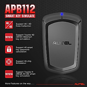 Autel APB112 Smart Key Simulator for Autel IMMO Key FOB Programming Tools, MaxiIM IM508, IM608, IM608 PRO, IM100, IM600 and OTOFIX IMMO Tools Black
