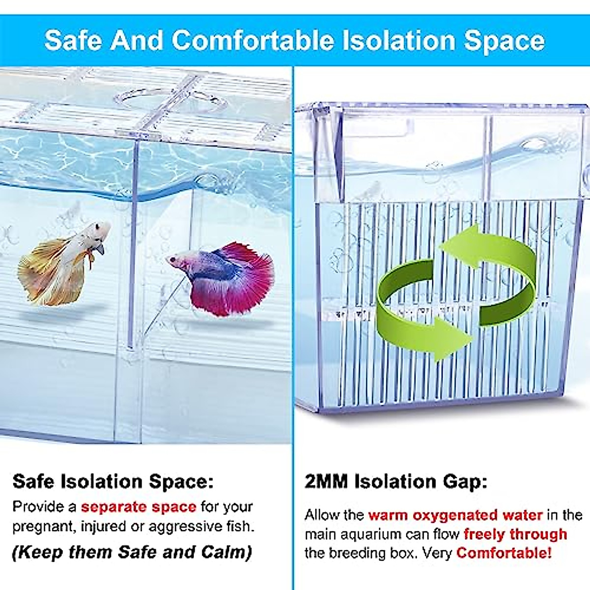 DaToo Fish Breeding Box Aquarium Holding Tank Transparent Fish Isolation Box Acclimation Hatchery Incubator Breeder Box for Baby Fish Betta Shrimp Clownfish Guppy
