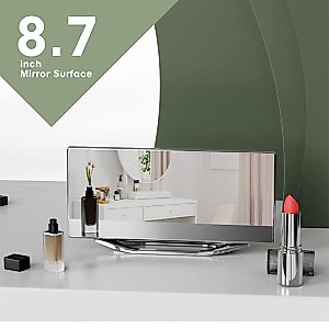 Extra Loud Vibrating Alarm Clock with Bed Shaker for Deep Sleepers Adult Hearing impaired Deaf, Dual Alarms Digital Clock for Bedroom,8.7'' Large Mirror LED Display,USB Charger,Battery Backup,Dimmable