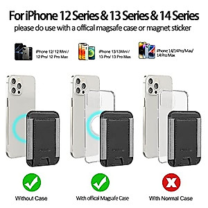 Magnetic Card Wallet Holder for Apple Magsafe, Magnetic Card Holder Magsafe for iPhone 12 iPhone 13/14 Magsafe Wallet, Mag-Safe Leather Wallet for Back of iPhone 14/13/ 12 Series, Fit 6 Cards, Black