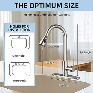 CILAIXI Kitchen Sink Faucet with Pull Down Sprayer with Deck Plate Home Handle Stainless Steel 360 High Arc Swivel Efficient Cleaning Brushed Out Kitchens Tap Faucets (Brushed Nickel)