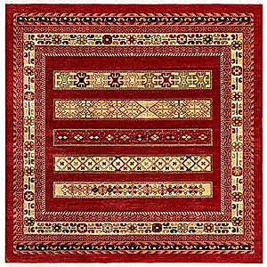 Unique Loom Fars Collection Area Rug - Pasadena (8' Square, Rust Red/ Black)