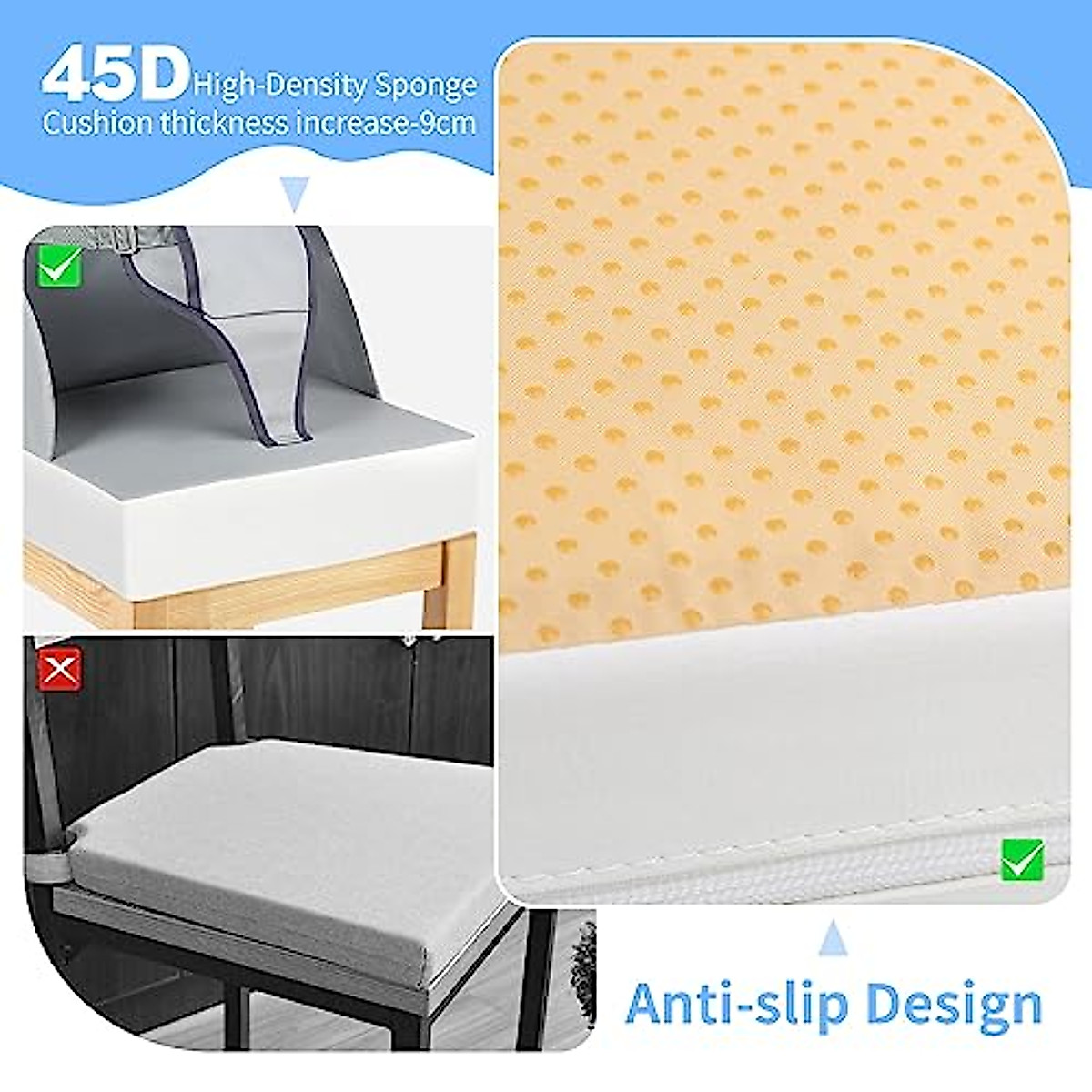 Toddler Booster Seat for Dining Table, PU Waterproof Strong Support Portable Booster Chair for Toddlers Eating, Easy Cleaning Booster Seat Cushion Detachable with Fix Straps