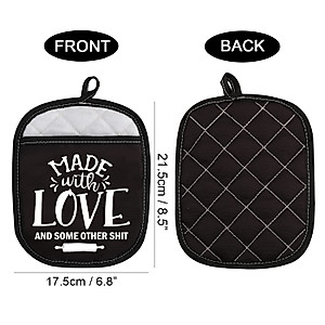 Funny Baking Gift Made with Love and Some Other Shit Oven Pads Pot Holder with Pocket (Made with Love)
