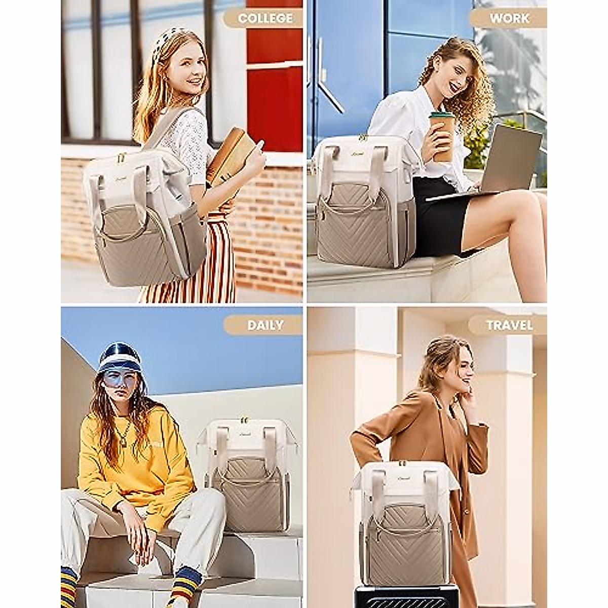 LOVEVOOK Laptop Backpack for Women, 15.6 Inch Work Laptop Bag，Waterproof Teacher Nurse Bag with USB Port,Fashion Travel Bag Business Computer Backpack Purse