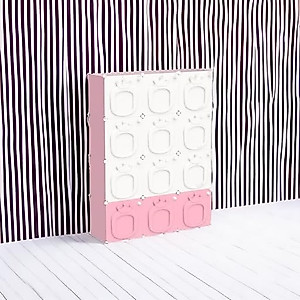 MAGINELS Kids Wardrobe Closet,Baby Closet Cabinet with Door.Baby Girls Closet Armoires Organizer for Bedroom.Two Open Hanging Children Costume Area and 8 Cube Stroage.Pink(42x14x56inch)