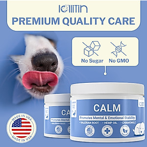 Lollitin Calming Chews for Dogs - Separation Anxiety, Grooming, Fireworks, Storms, Barking - Reduce Stress, Tension - All-Natural - Duck Flavor - 120 Chews - Small, Medium, Large Dogs, All Breeds