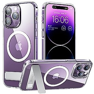 SUPERONE Crystal Clear Mag Safe Case for iPhone 14 Pro Max with Stand, [Magnetic Strength Enhanced] [Anti-Yellowing] [Military Grade Protection] Shockproof Slim Phone Case 6.7 inch