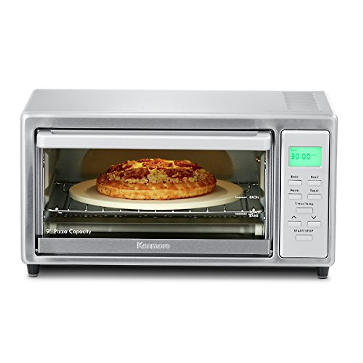 Kenmore 83521 4-slice Toaster Oven in Stainless Steel with Pizza Stone