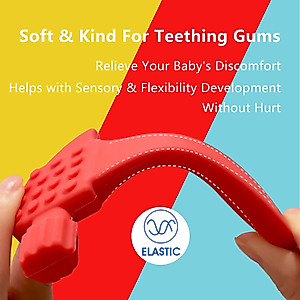 Baby Teething Toys for Babies 0-6 Months, DHOZA Baby Teethers for Babies 6-12 Months, Soft BPA-Free Silicone Chew Gums with Clip Holder, Gift for Baby Must-Haves, Easy to Clean and Freeze - 3 Packs
