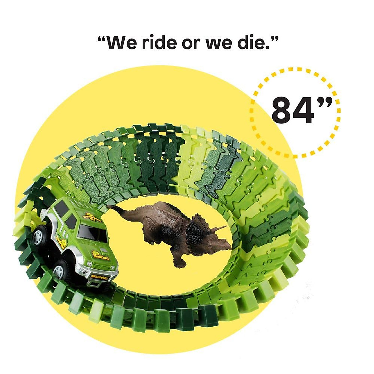 Boley Dinosaur Adventure Road Creators Playset - 142 Track Pieces and 11 Additional Pieces - Dinosaur Track, Battery Powered Car, and Dinosaurs Included - Perfect Construction Dinosaur Action Playset