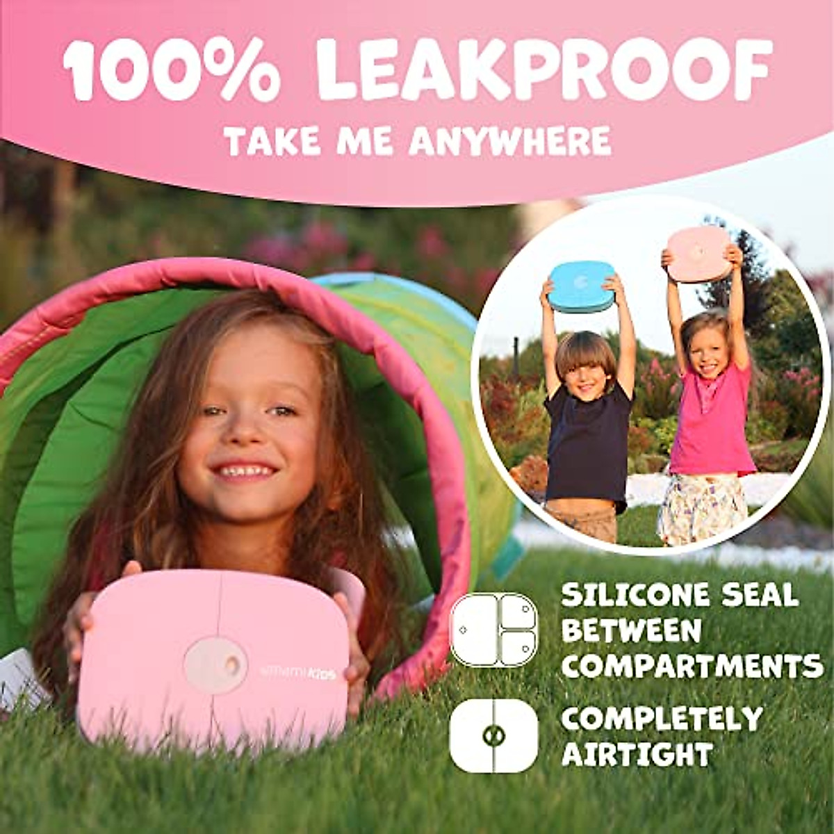 Umami Bento Lunch Box KIDS With Cutlery, Leak-Proof, Easy to Clean, 3 Compartments Bento Box for Kids, Ideal Portion Sizes for Ages 3 to 9, for Boys & Girls, Microwave, Dishwasher & Safe, BPA-Free