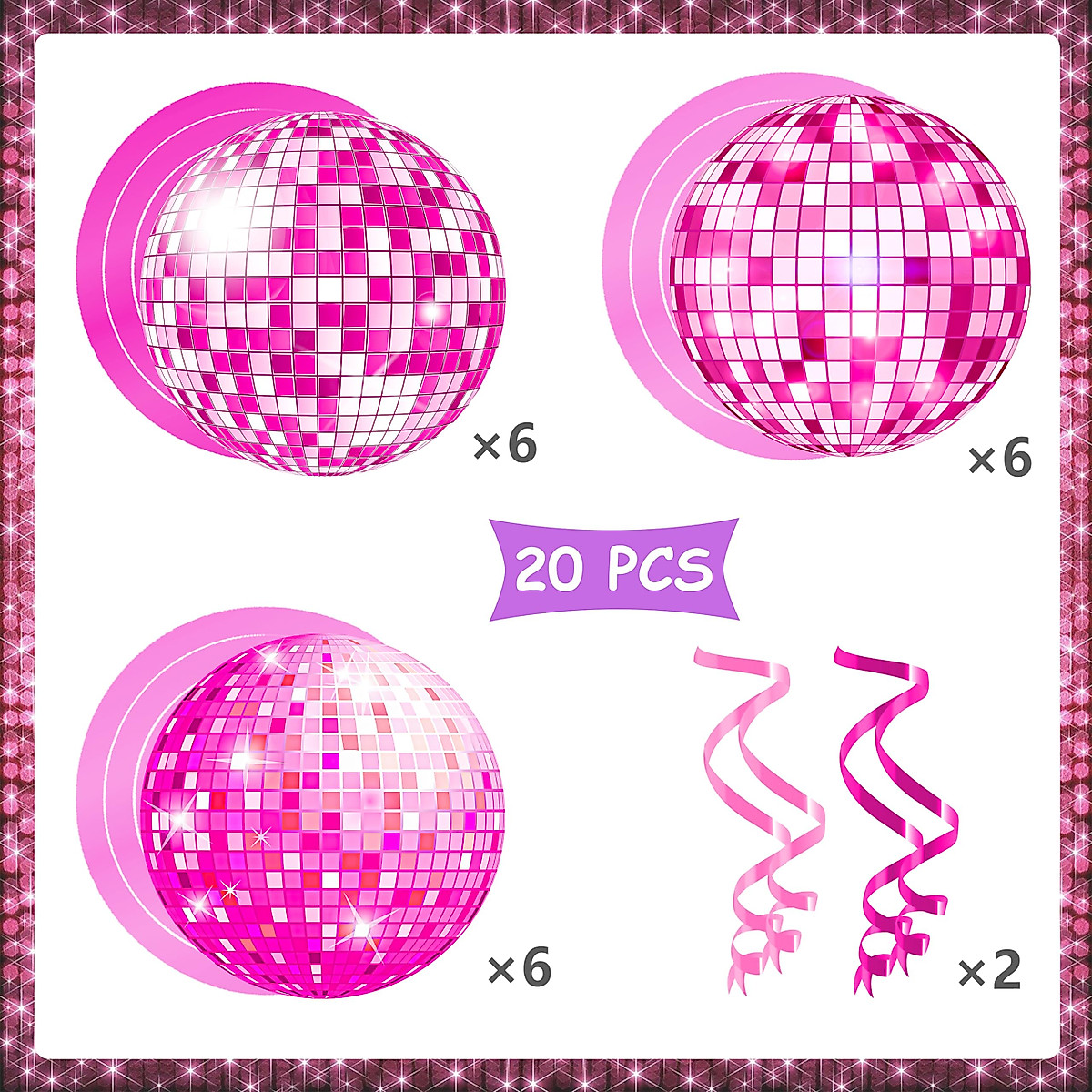 Pink Disco Ball Party Hanging Swirls 70s Disco Birthday Party Decoration Disco Ball Themed Swirl Ceiling Disco Party Hanging Streamer for 70s 80s Party Baby Shower Supplies