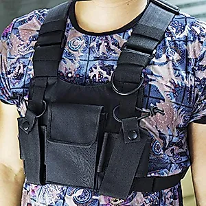 abcGoodefg Radio Chest Harness Chest Front Pack Pouch Holster Vest Rig for Two Way Radio Walkie Talkie(Rescue Essentials) (Black)