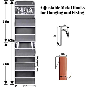 HSD Houseware Baby Organizer for Nursery, Separable 2-in-1 Over the Door Organizer Bathroom with 5 Shelves 4 Side Pockets 3 PVC Pockets, Door Organizer Hanging Bedroom Pantry (Dark Grey)