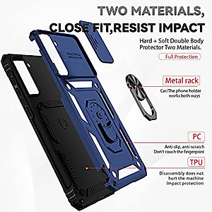 for Samsung Galaxy S21 Plus Case with Camera Lens Cover HD Screen Protector, Military-Grade Drop Tested Magnetic Ring Holder Kickstand Protective Phone Case for Samsung Galaxy S21+ Plus 5G (Navy Blue)