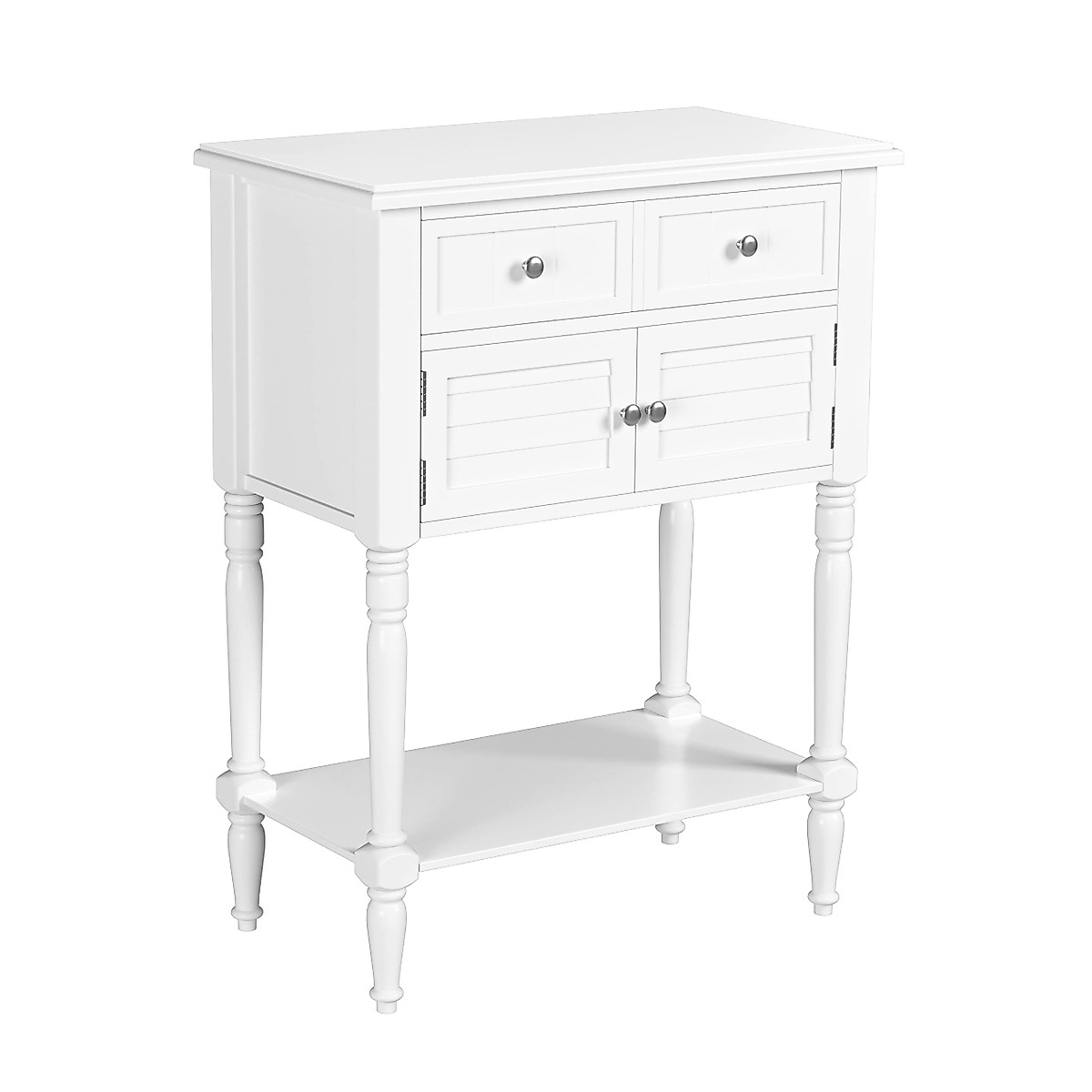 Knowlife Console Table with 2-Door Cabinet & 2 Drawers, Sofa Tables, Entryway Table with Storage Shelf, Coffee Bar Buffet Sideboard for Kitchen, Hallway, Dining, Living Room, White