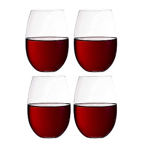 Royalty Art European Stemless White Wine Cups (4-Piece Set) Classic Craftsmanship, Elegant Hosting Glassware, Modern, Heavy-Duty Borosilicate Glass Crystal, Dishwasher Safe (Clear a)