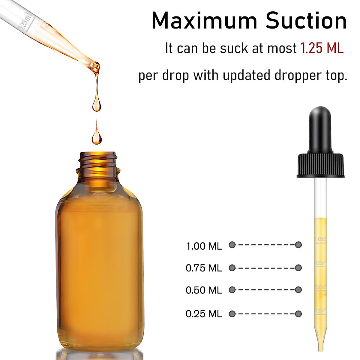 Bumobum 2 Pack 4 oz Amber Dropper Bottles, Tincture Bottles with Dropper, Glass Serum Bottle with Dropper for Essential Oils with Funnel, Labels & Pipette(Unbreakable Plastic Eye Dropper)