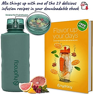 Hydracy Water Bottle with Time Marker -Large Half Gallon 64oz BPA Free Bottle & No Sweat Sleeve -Leak Proof Gym Bottle with Fruit Infuser Strainer & Times to Drink -Ideal Gift for Sports & Outdoors