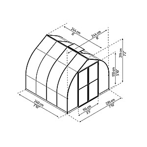 Palram - Canopia Bella Hobby Greenhouse, 8' x 8', Silver with Twin Wall Glazing