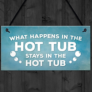 Hot Tub Novelty Funny Garden Hanging Wall Plaque Shed Jaccuzi Home Decor Sign