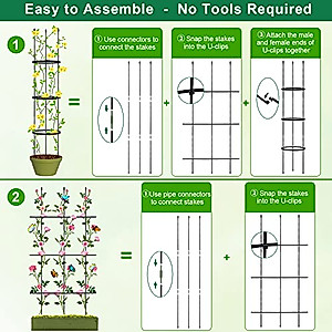 deaunbr 2 Pack Garden Trellis and Tomato Cages, Plant Supports Plant Trellis for Climbing Plants Indoor Outdoor, DIY Tomatoes Cage Potted Plant Support Stakes for Vegetable, Rose, Bean, Pots