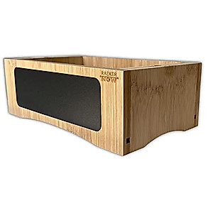 RaekerNow Organic Bamboo Double Solo Cup Holder with Marker Slot, Chalkboard and chalks for Disposable Cups, Party Organizer (Marker and Cups not Included)