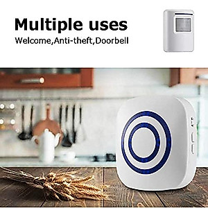 Seanme Motion Sensor Alarm, Wireless Driveway Alarm, Home Security Business Detect Alert with 4 Sensor and 1 Receiver,38 Chime Tunes - LED Indicators for Indoor Use