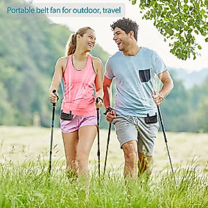 SLENPET Portable Waist Clip Fan, 6000mAh Battery Operated Necklace Fan, 23 Hours Working Time, 3 Speeds, 5100RPM Strong Airflow Hands-free Belt Fan for Outdoor Works, Farm, Hiking, Camping, Travel