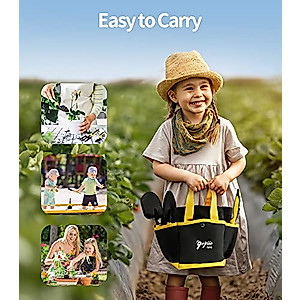 Kids Gardening Set, Geyiie Kids Gardening Tools for Girls Boys Childrens Toddler Gardening Set Garden Toys for Kids Ages 2+ Gardening Kit Garden Gift Sets, Shovel, Rake, Trowel, Tote Bag, Apron (6PCS)