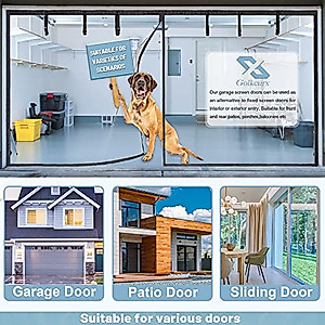 Golkcurx Garage Door Screen for 2 Car 16x7FT Garage Doors, Heavy Duty Weighted Bottom, Self-Sealing Fiberglass Mesh, Easy Assembly & Pass,Hands Free Magnetic Garage Door Screen,Black