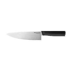 KitchenAid Classic Chef Knife with Custom-Fit Blade Cover, 8-inch, Sharp Kitchen Knife, High-Carbon Japanese Stainless Steel Blade Blade, Black