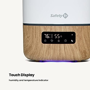 Safety 1st Connected Smart Humidifier — 1 Gallon (3.8L) Tank Size, Cool Mist Humidifier with Hygrometer and Nightlight, and Whisper Quiet for Baby Bedroom, Nursery, iOS and Android Compatible